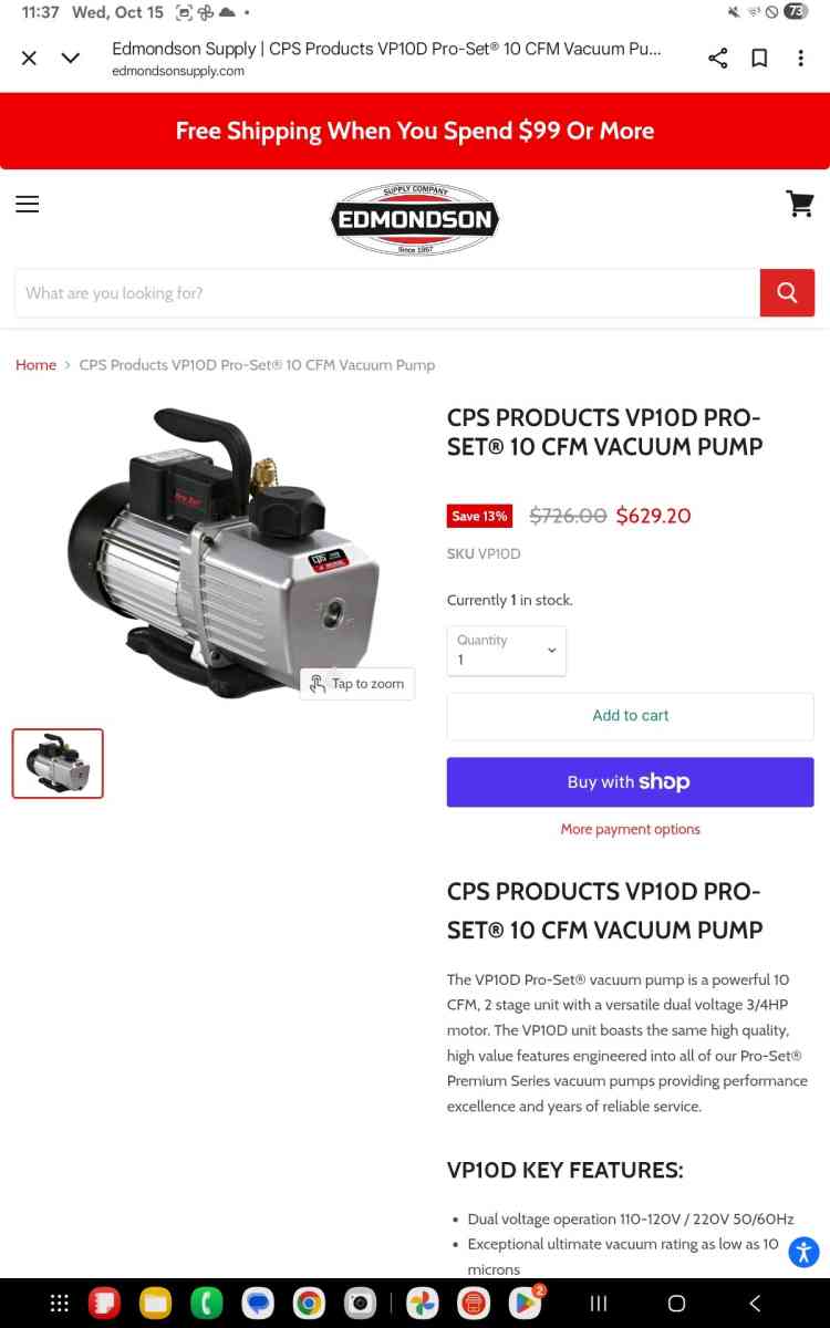 8 and 10 inch CFM dual vacuum pumps 2 stage dual vacuum for Sale in San ...